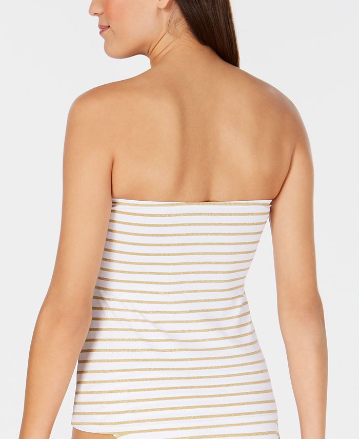 Lauren Ralph Lauren Metallic-Stripe Bandeau Tankini Top - Macy's