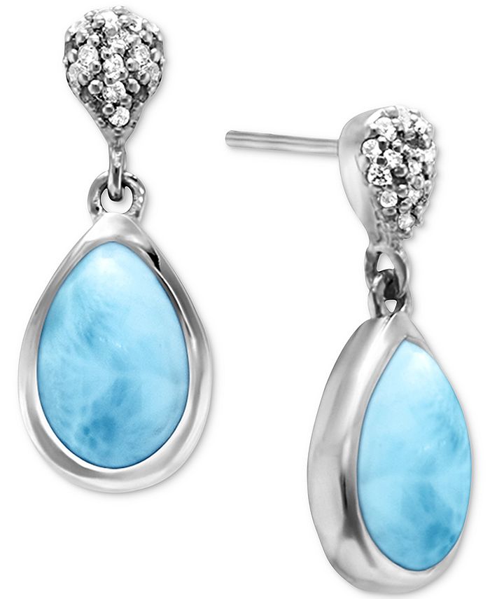 Marahlago Larimar & White Sapphire (1/6 ct. t.w.) Drop Earrings in ...