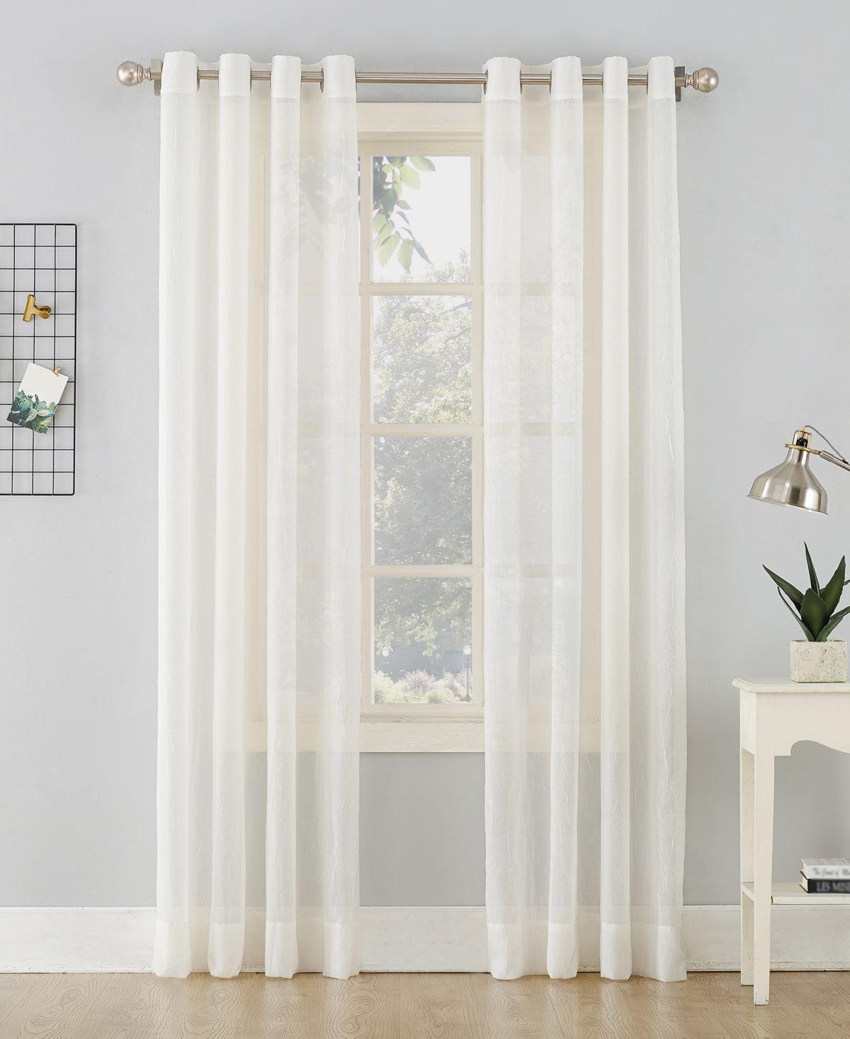 Click here for Crushed Sheer Voile Grommet Curtain Panel - Eggshe... prices