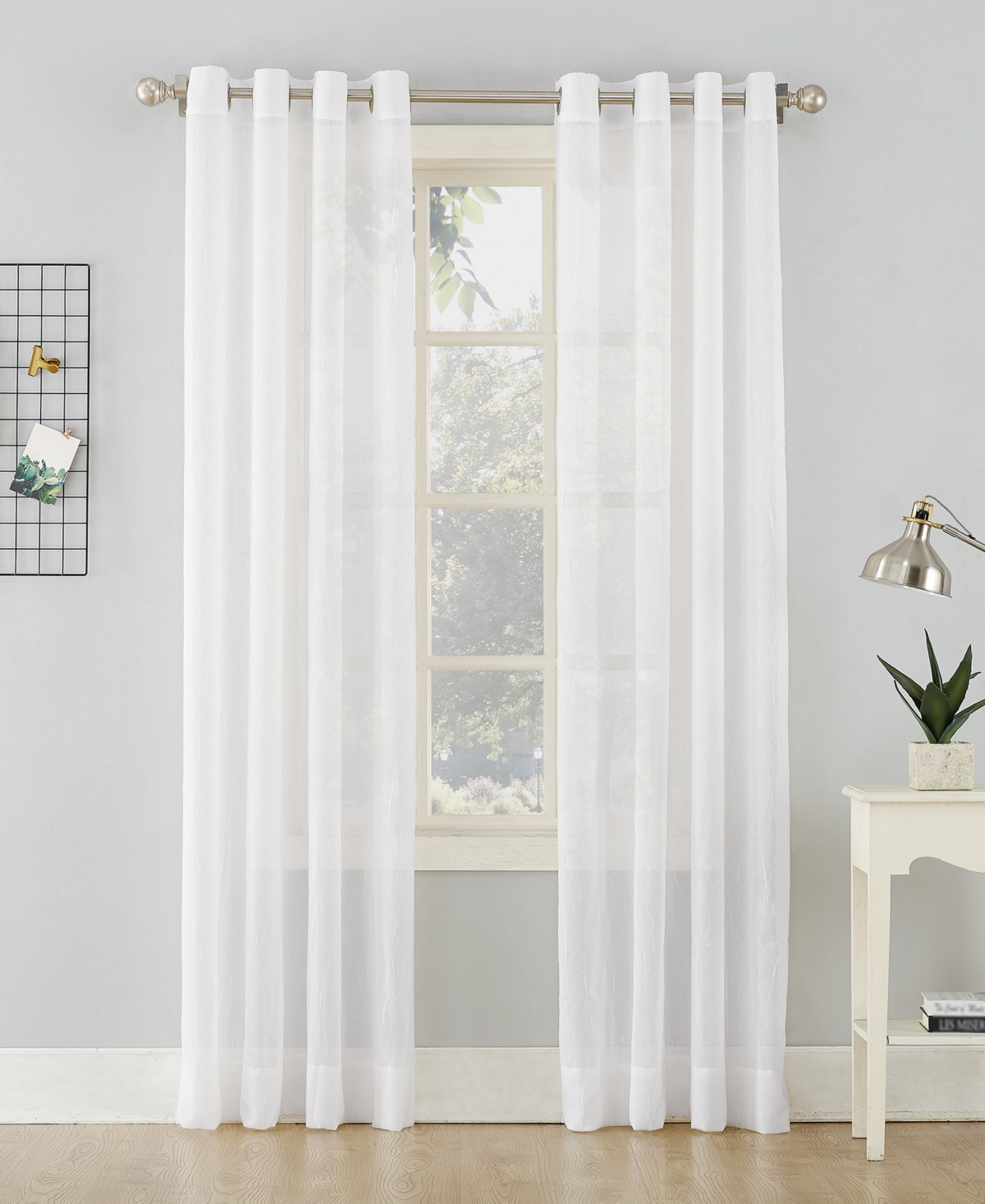 Click here for Crushed Sheer Voile Grommet Curtain Panel - White prices