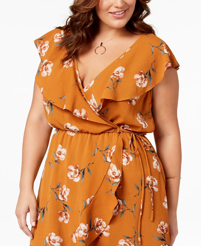 Soprano Trendy Plus Size Ruffled Wrap Dress - Macy's
