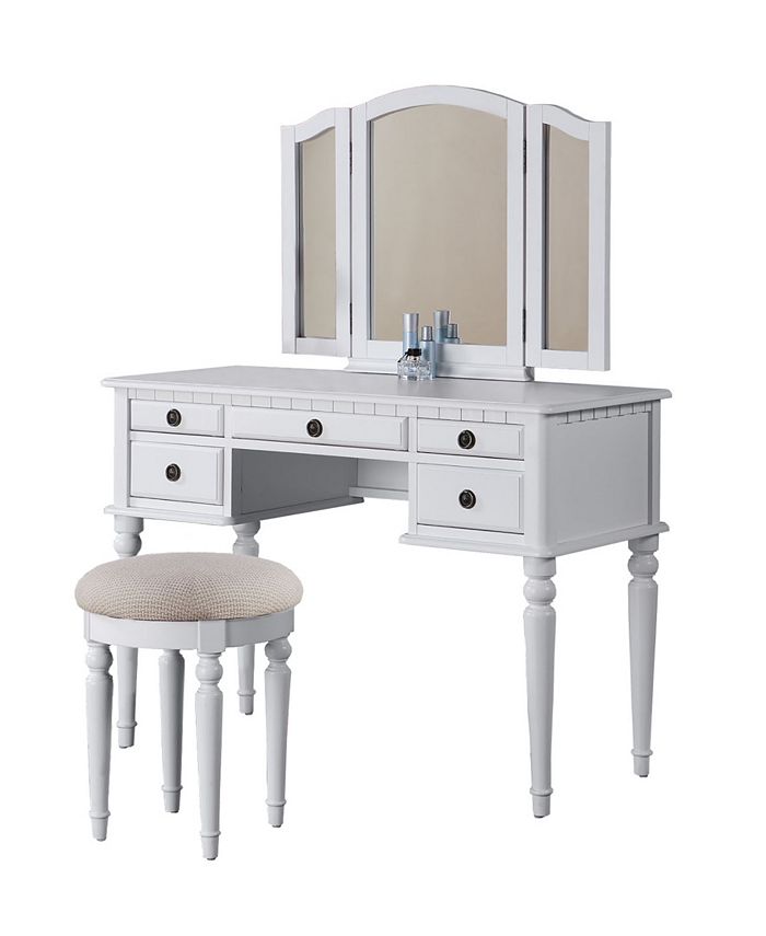 Poundex Vanity Set with Stool - Macy's