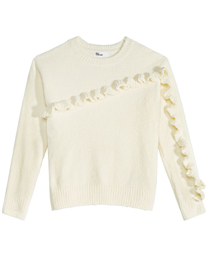 Epic Threads Big Girls Ruffle-Trim Chenille Sweater, Created for Macy's ...