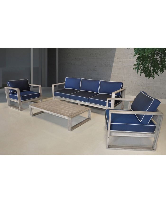 Courtyard Casual Driftwood Teak Modern North Shore Outdoor Coffee Table ...