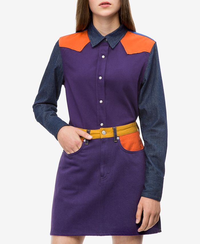 Calvin Klein Jeans Cotton Colorblocked Shirt - Macy's