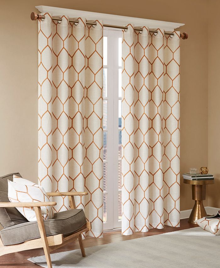 Madison Park Brooklyn Metallic Geo Embroidered Window Panel, 50" x 95 ...