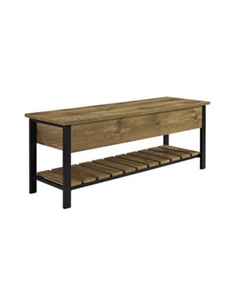 Walker Edison 48" Open-Top Storage Bench with Shoe Shelf - Barnwood ...