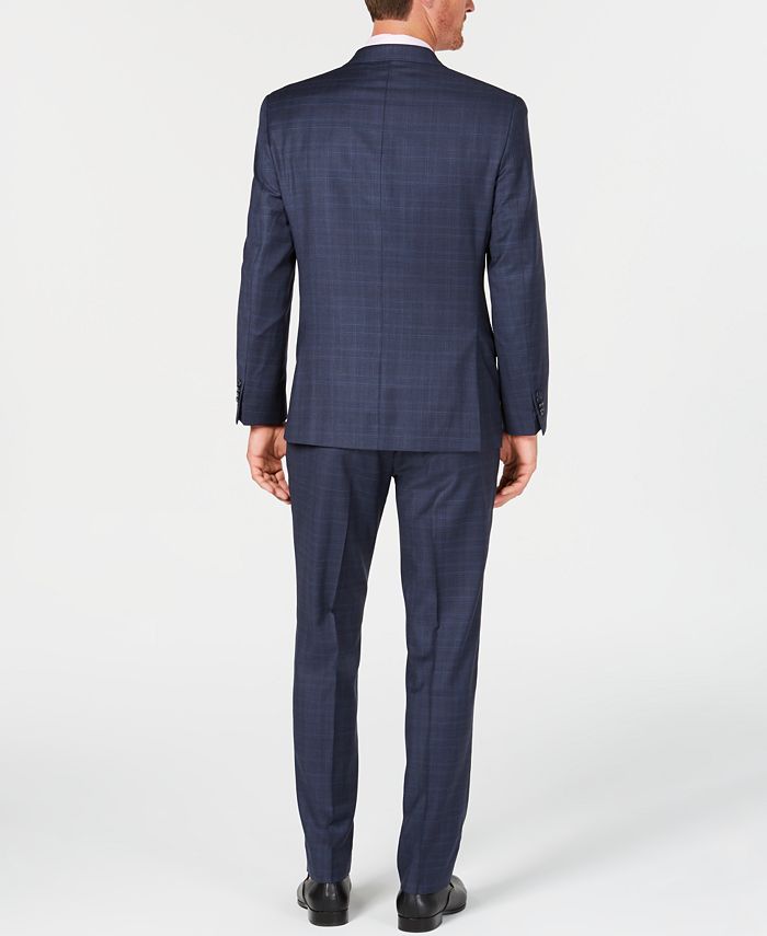 Michael Kors Men's Classic/Regular Fit Natural Stretch Blue Check ...