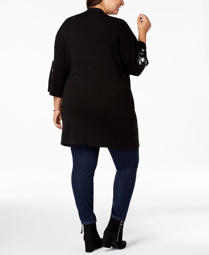 Belldini Plus Size Floral-Embroidered Duster Cardigan & Reviews ...