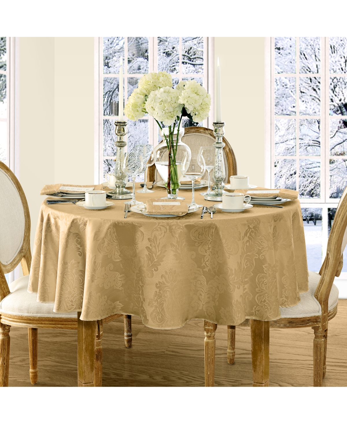 Click here for Elrene Barcelona Damask Oval Tablecloth  60 x 84 -... prices
