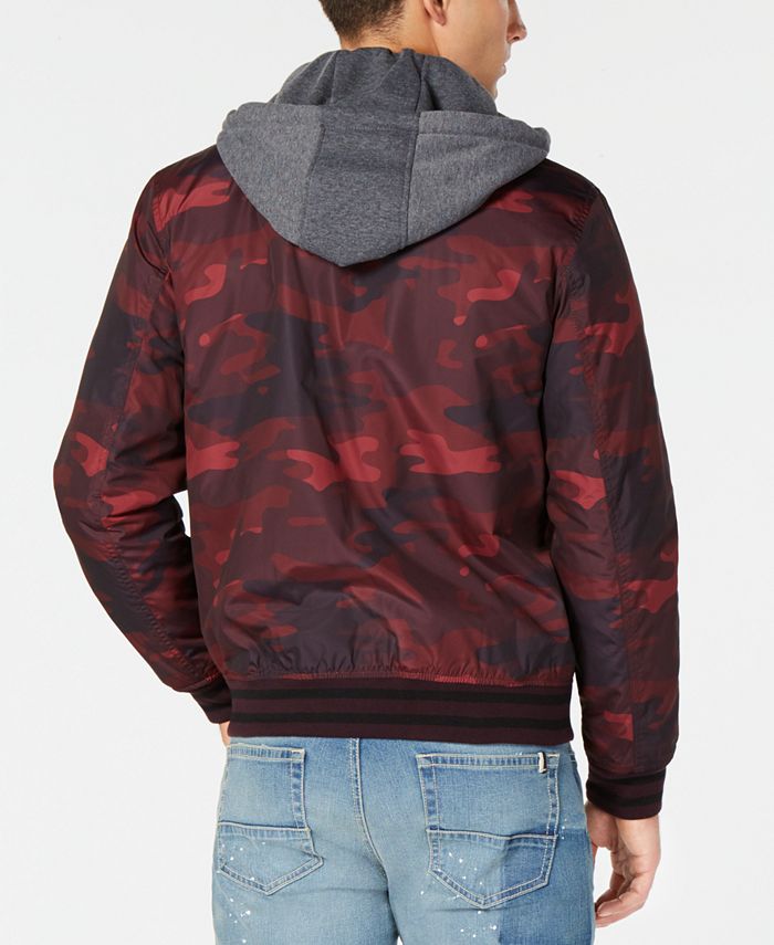 American Rag Men's Tonal Camouflage Hooded Bomber Jacket, Created for ...