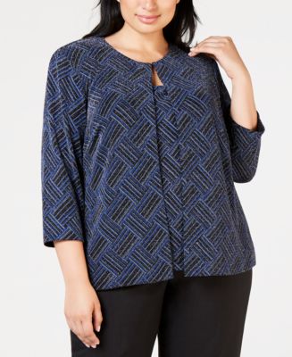 Alex Evenings Plus Size Metallic-Print Jacket Top Set - Macy's
