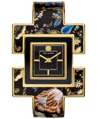 Tory Burch Women's T Bangle Floral Stainless Steel Bangle Bracelet ...