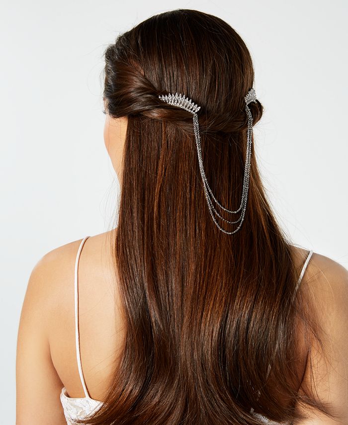 INC International Concepts I.N.C. Silver-Tone Crystal Comb Triple-Layer ...