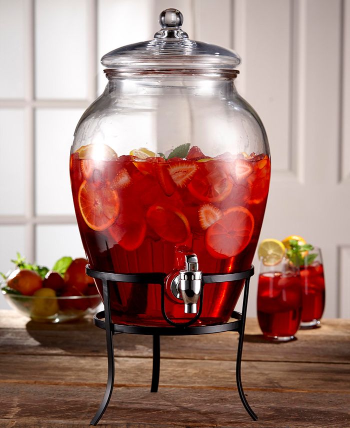 Style Setter 338-Oz. Beverage Dispenser with Metal Rack - Macy's