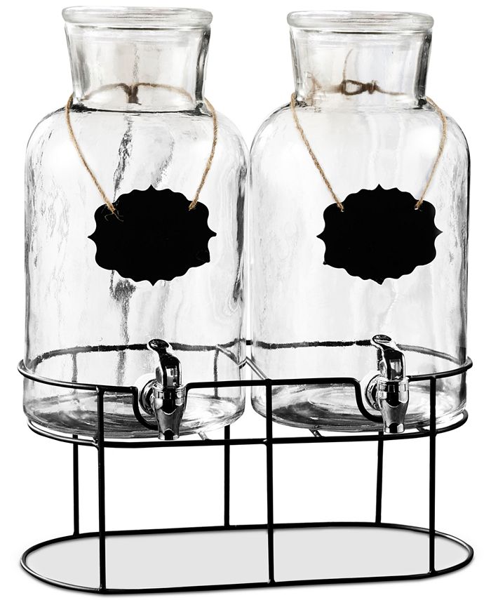 Jay Imports Sierra Double Chalkboard Dispenser Set with Glass Lids ...