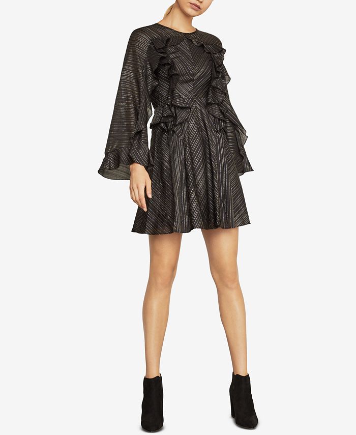 BCBGMAXAZRIA Metallic Ruffle Dress - Macy's