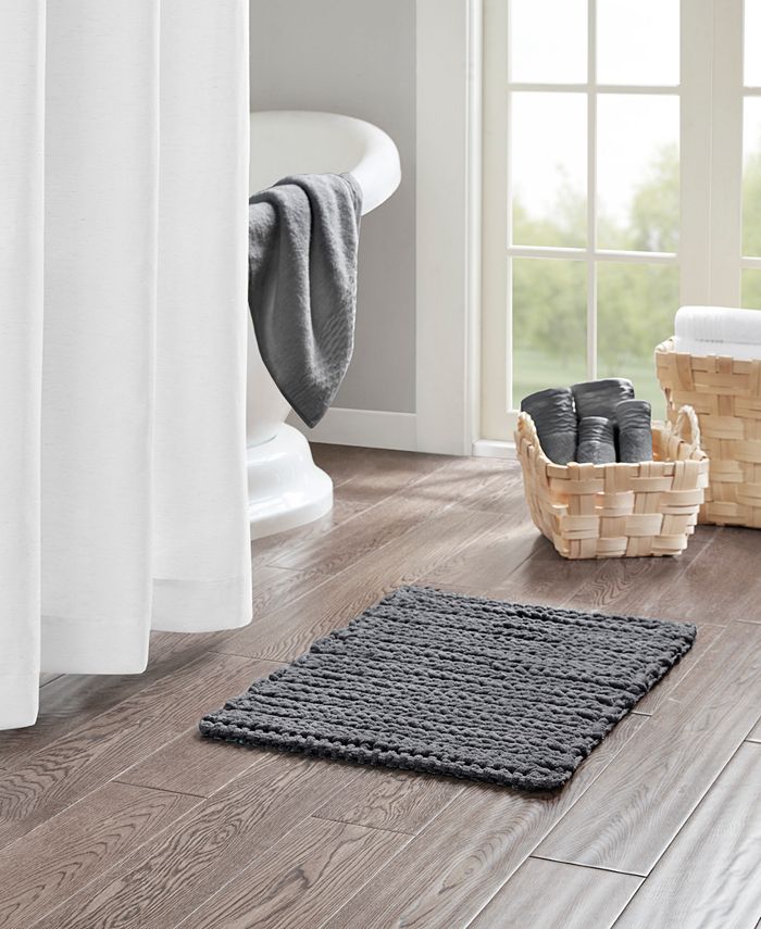 Madison Park Lasso Yarn-Dyed Cotton Chenille Bath Rug, 17" x 24" - Macy's