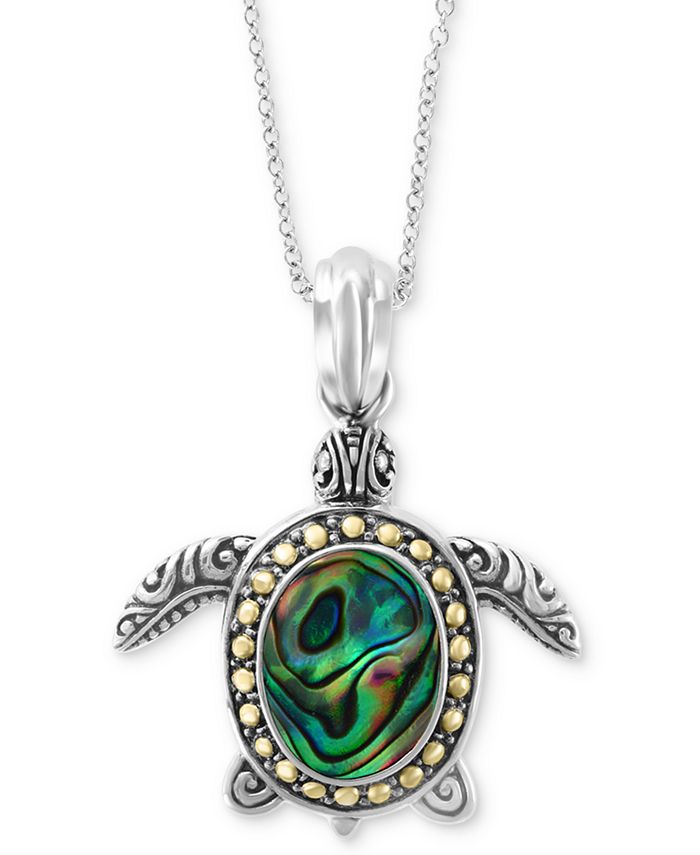 EFFY Collection EFFY® Paua Shell Turtle 18" Pendant Necklace in ...