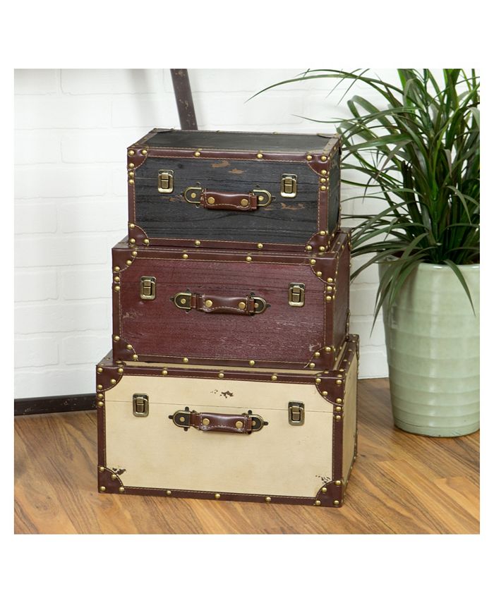 Aspire Home Accents Torrance Wood Trunks (Set of 3) - Macy's