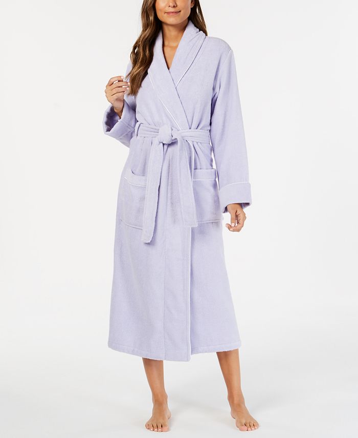 Charter Club Luxe Terry Piped Wrap Robe, Created for Macy's - Macy's