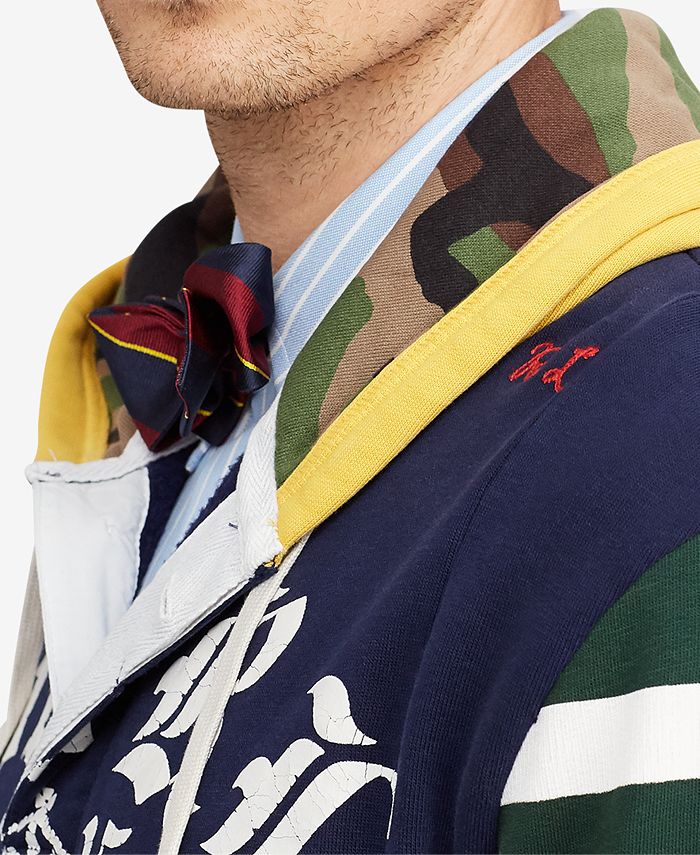 Polo Ralph Lauren Men's Patchwork Rugby Hoodie - Macy's