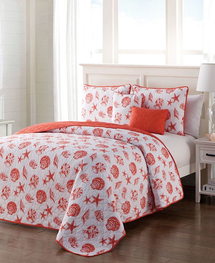 VCNY Home Marco Island Shells Reversible 5-Pc. Twin XL Quilt Set - Macy's