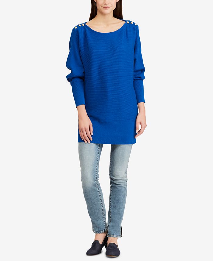 Lauren Ralph Lauren Button-Shoulder Sweater - Macy's