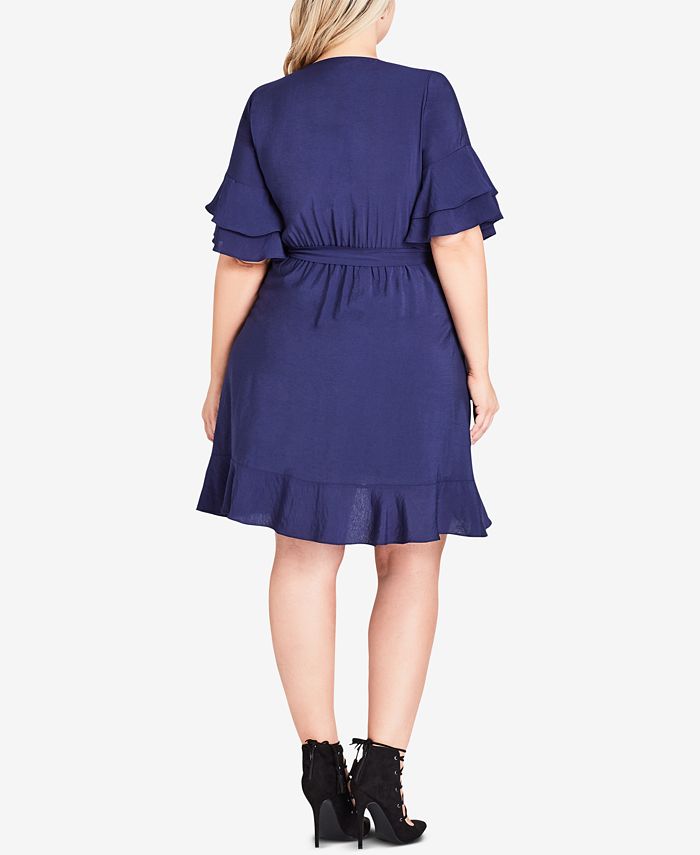 City Chic Trendy Plus Size Ruffled Wrap Dress - Macy's