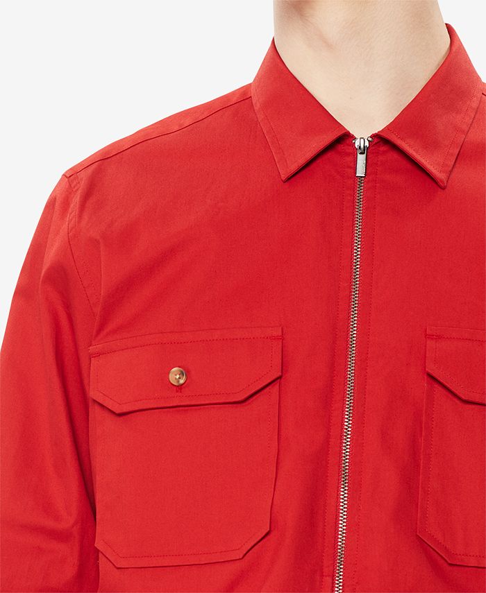 Calvin Klein Men's Zip Front Twill Shirt - Macy's