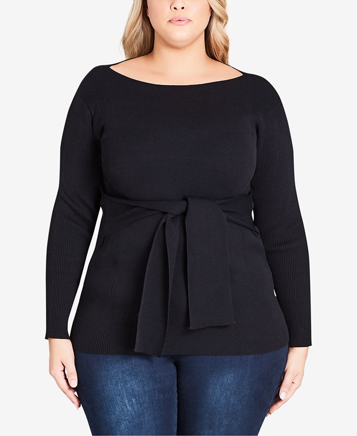 City Chic Trendy Plus Size Tie-Front Top - Macy's
