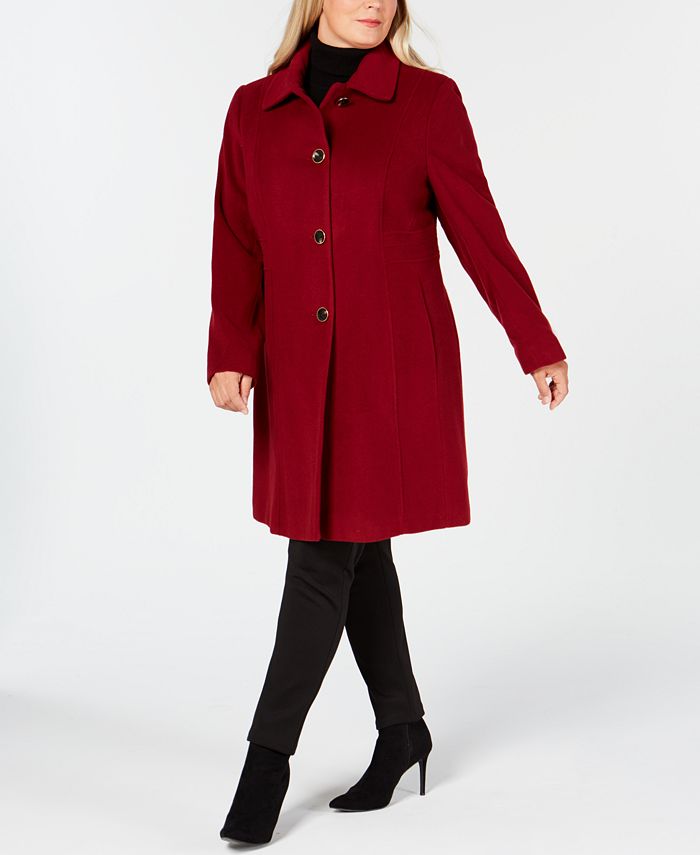 Anne Klein Plus Size Single-Breasted Coat - Macy's