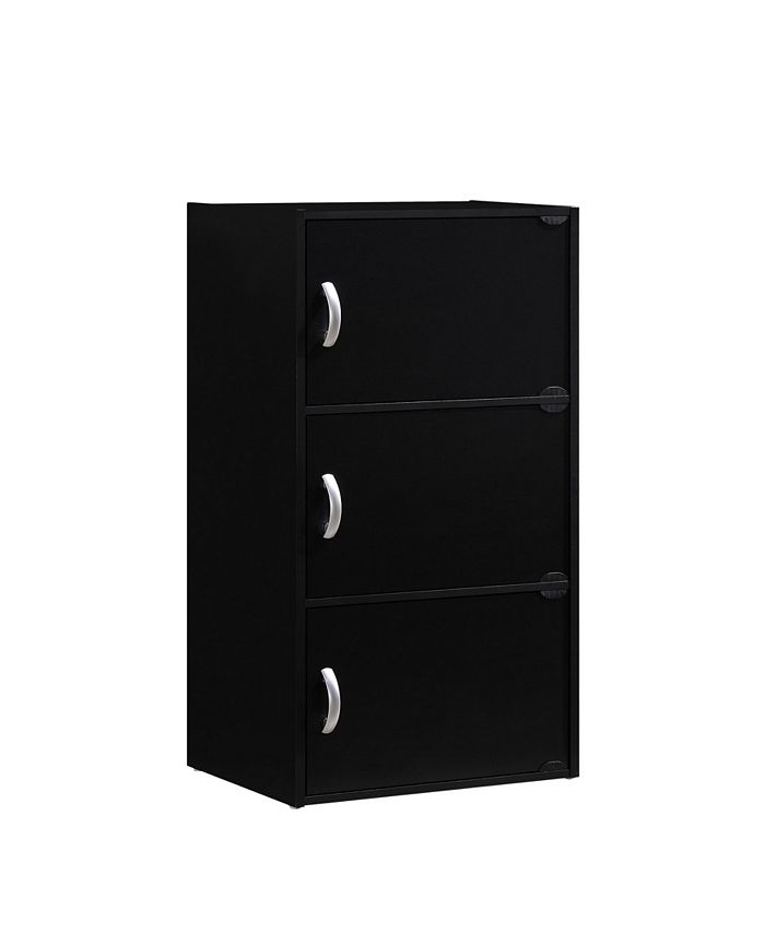 Hodedah 3-Shelf, 3-Door Bookcase in Black & Reviews - Furniture - Macy's