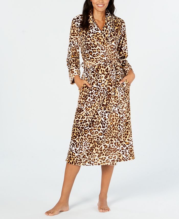 Charter Club Leopard-Print Long Wrap Robe, Created for Macy's - Macy's