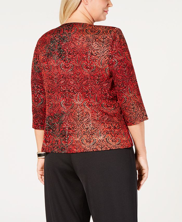 Alex Evenings Plus Size Metallic-Print Jacket & Top Set - Macy's
