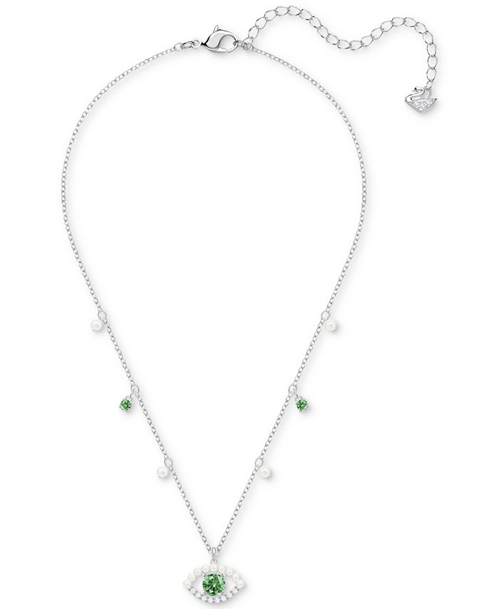 Swarovski Silver-Tone Crystal & Imitation Pearl Evil Eye Pendant ...