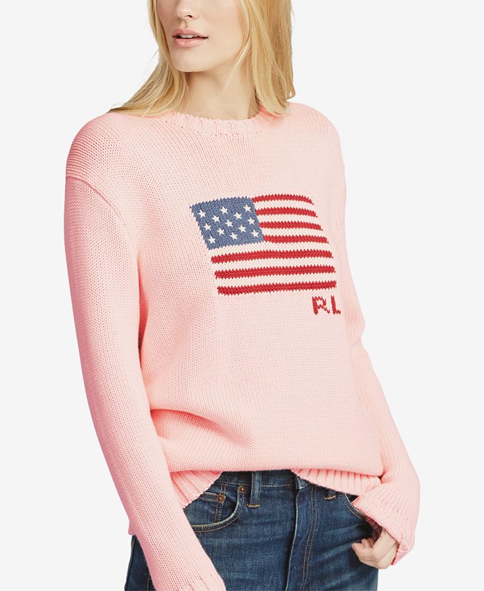 Polo Ralph Lauren Pink Pony Graphic Cotton Sweater - Macy's