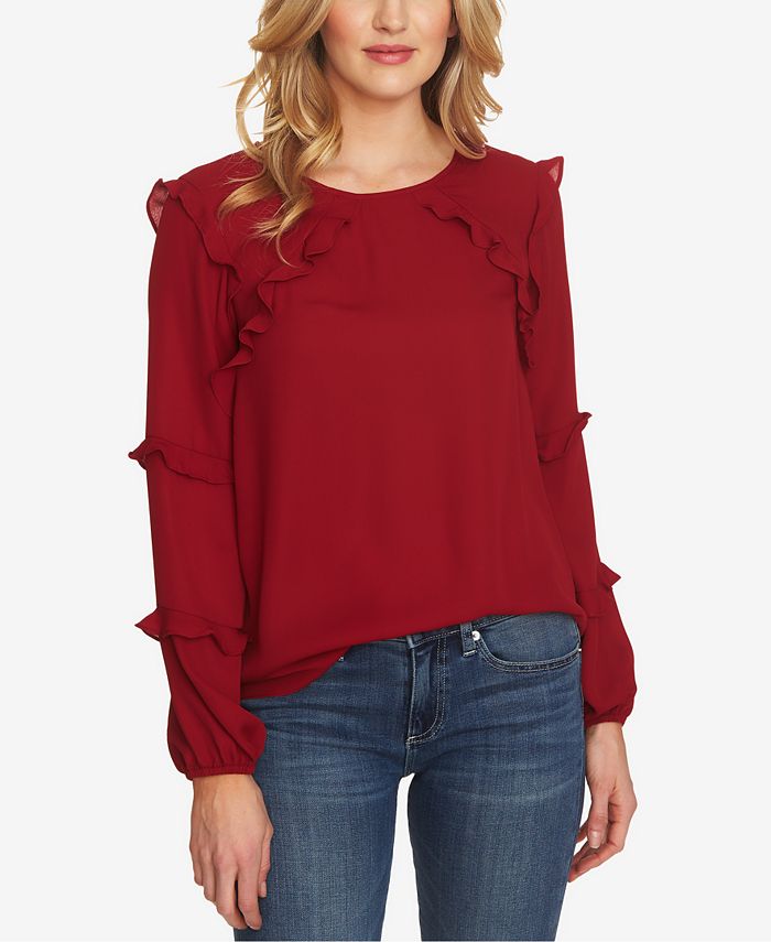 CeCe Long-Sleeve Ruffled Blouse - Macy's