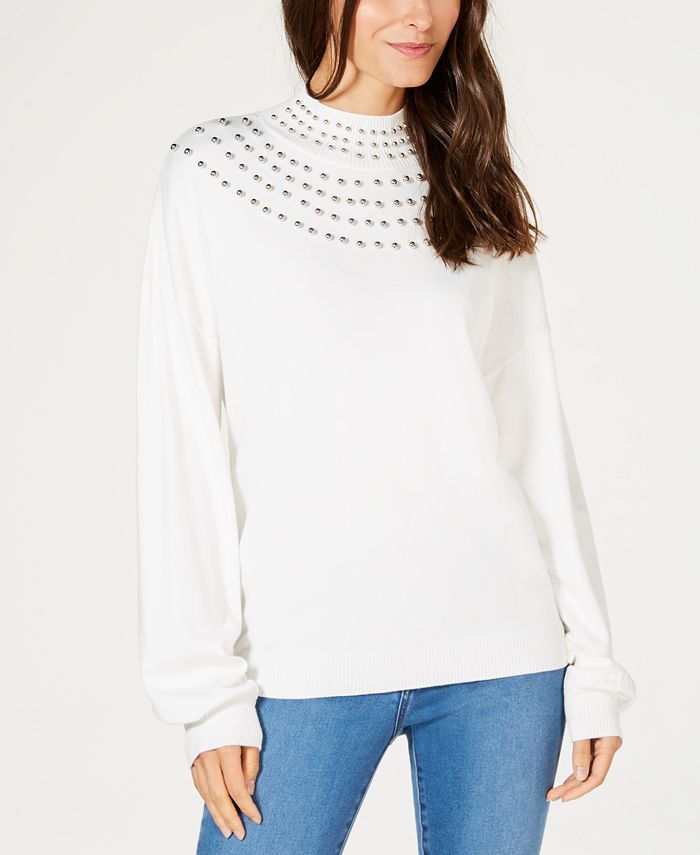 INC International Concepts I.N.C. Studded Mock-Neck Sweater, Created ...