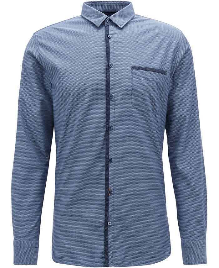 Hugo Boss BOSS Men's Slim-Fit Patterned Cotton Shirt - Macy's