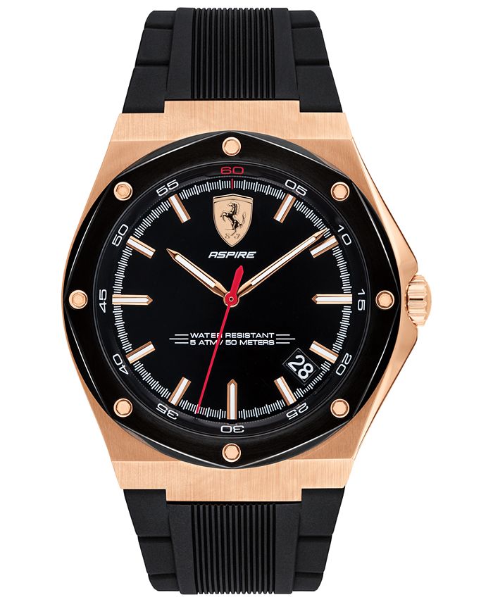 Ferrari Men's Aspire Black Silicone Strap Watch 42mm - Macy's