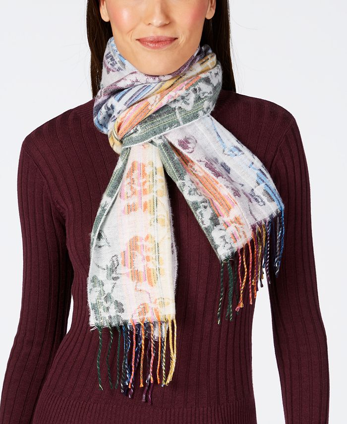 Cejon Floral Rainbow Fringe Scarf - Macy's