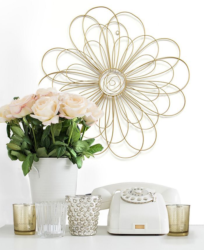Stratton Home Décor Stratton Home Decor Gold Wire Flower Wall Decor ...