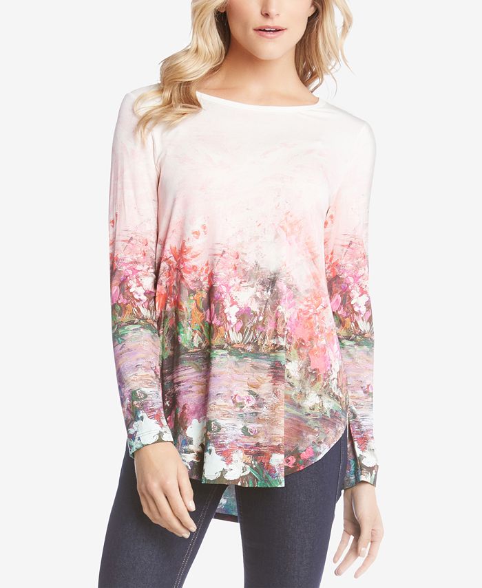 Karen Kane Floral-Print High-Low Top & Reviews - Tops - Women - Macy's