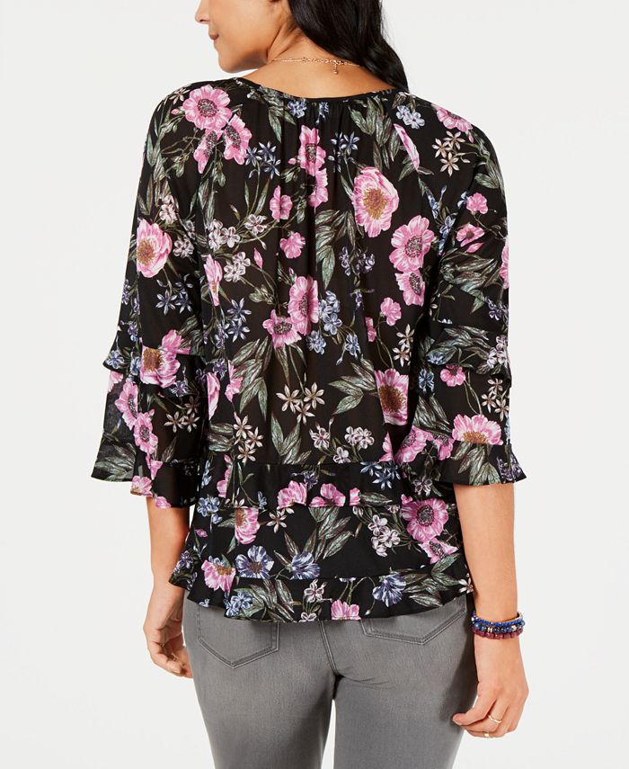 Style & Co Floral-Print Ruffle-Tiered Top, Created for Macy's - Macy's