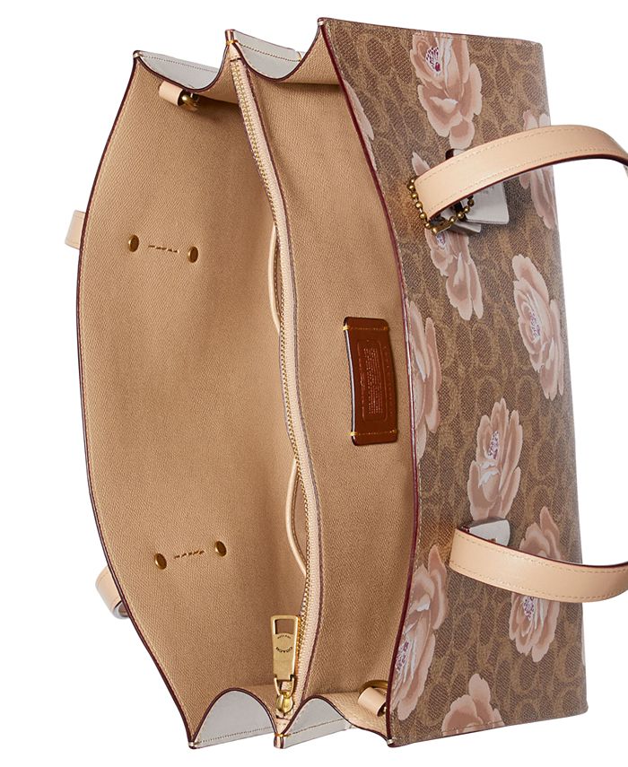 COACH Coated Canvas Signature Rose-Print Charlie Carryall - Macy's