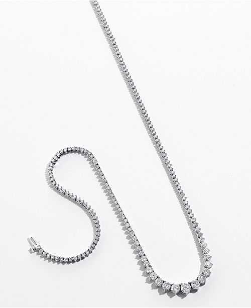 Macy's Certified Diamond Riviera Chain Necklace in 14k White Gold (10 ...