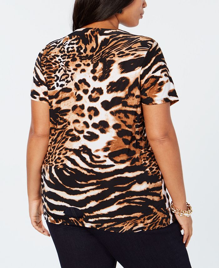 INC International Concepts I.N.C. Plus Size Animal-Print Top, Created ...