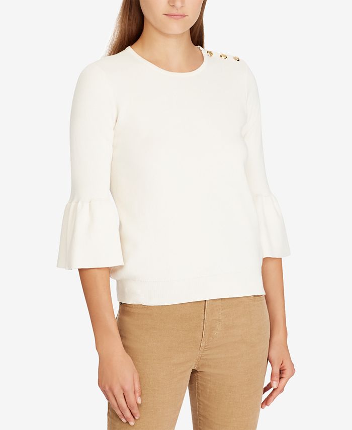 Lauren Ralph Lauren Button-Shoulder Sweater - Macy's