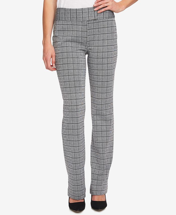CeCe Extend-Tab Plaid Bootcut Pants - Macy's